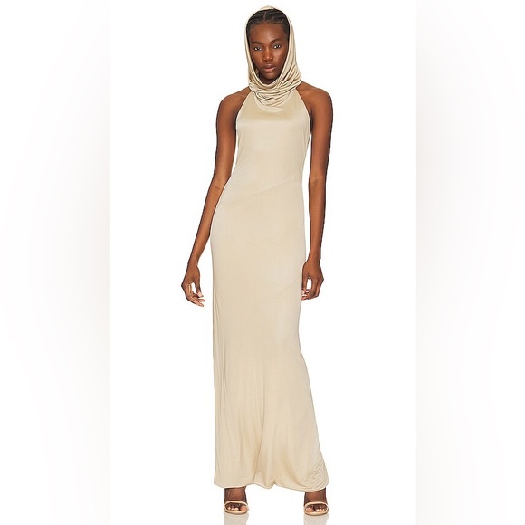 RtA | Dresses | Revolve Rta Cowl Hood Maxi Dress In Bronze Nude | Poshmark